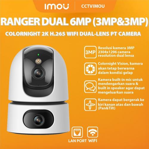 Promo IMOU Ranger Dual 6MP ( (3MP&3MP) 2K 2WAY WIFI Dual-Lens P&T CAMERA - +Memori 128GB Cicil 0 ...