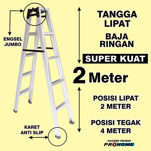 Promo Tangga Lipat 2 Meter Engsel Jumbo Super Kuat Bahan Baja Kokoh dan ...
