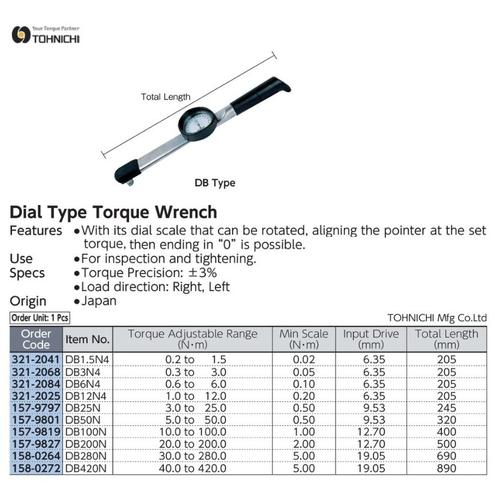 Jual Kunci Torsi TOHNICHI Dial Type Torque Wrench 12.7mm 20- 200 N.m ...