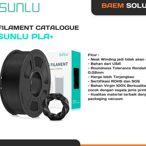 Jual SUNLU Filament PLA PLA+ 3D 1.75mm 1 KG - Hitam - Kab. Bandung ...