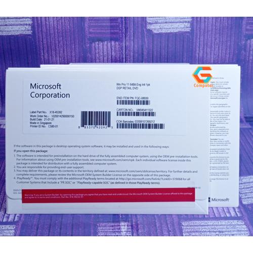 Jual Windows 11 Professional Retail Fulpack Original 32/64Bit Includ ...