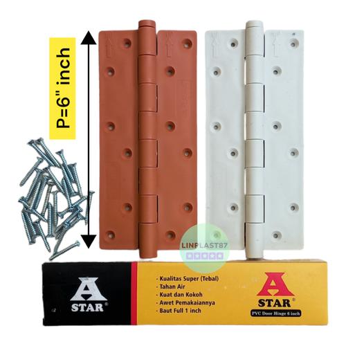 Jual ENGSEL A-STAR PLASTIK PVC | UK PANJANG 6"INCH | ENGSEL PINTU KAMAR ...