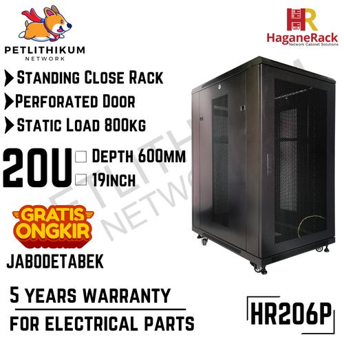 Jual Close Rack 20U 600mm - Rack Server 20U HaganeRack HR206P ...