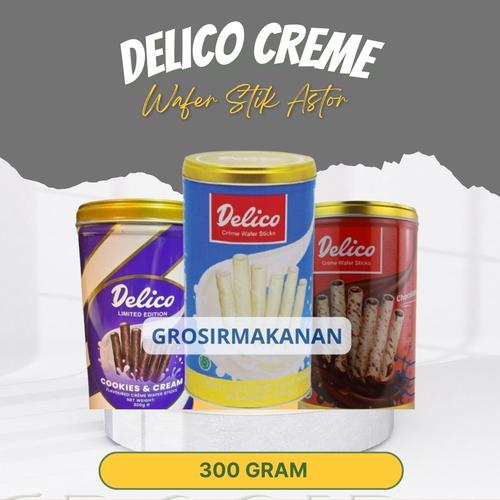 Jual Cemilan Wafer Kaleng / Delico Creme Wafer Stik Astor 300 Gr Halal ...