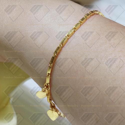 Promo Gelang Tangan Rante Model Balok Mini Emas 24 Karat - 5 gram ...