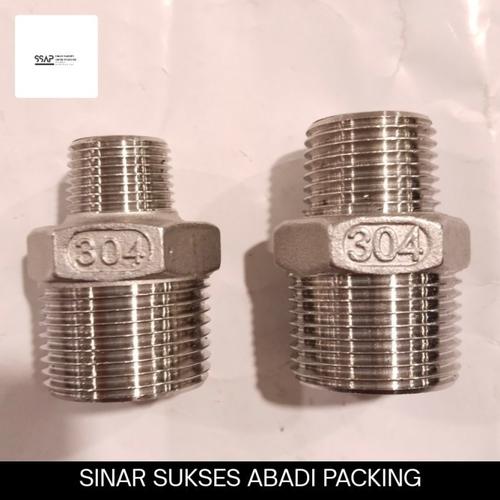 Jual Hex Nepel Sock / Double Nepel Reducer Stainless SS304 Drat 1 1/2" × 3/4" inch - Jakarta ...