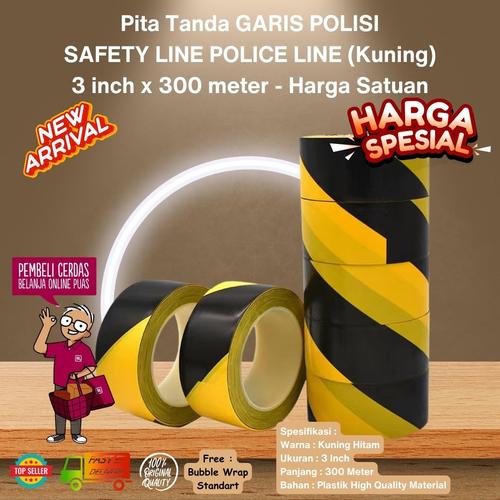 Jual Garis Polisi Safety Line Tape Kuning Hitam 3 Inch x 300 Meter ...