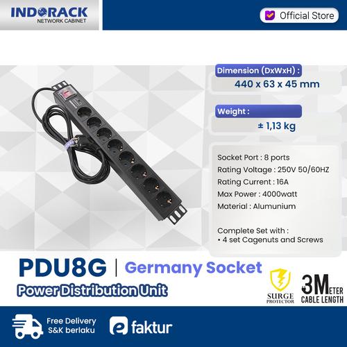 Jual Indorack PDU 8 Outlet Germany Colokan 8 Slot PDU8G - Jakarta Pusat ...