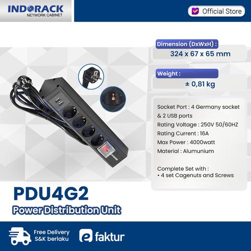 Jual Indorack PDU 4 Outlet Germany With USB Port 2.1A & Type C 20W ...