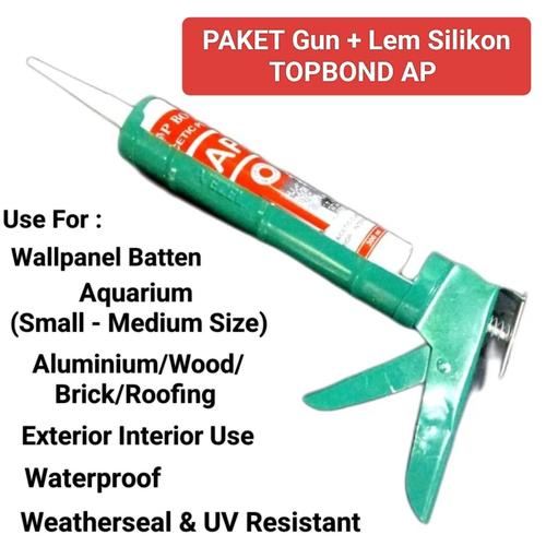 Jual Paket Gun Sealant + Lem Silikon Kaca/Kayu/UPVC/Wall Panel/Wall ...