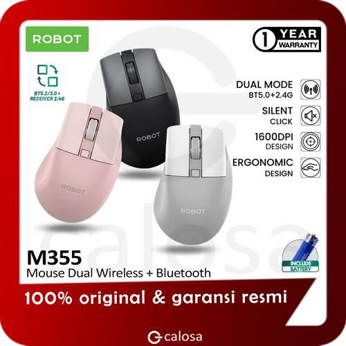 Jual Mouse Wireless ROBOT M355 Silent Click Receiver USB Bluetooth ...