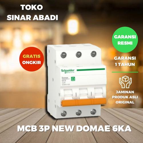 Jual MCB SCHNEIDER NEW DOMAE 3 PHASE 6A 10A 16A 20A 25A 32A 40A 50A 63A 6KA 3P - 32A - Jakarta ...