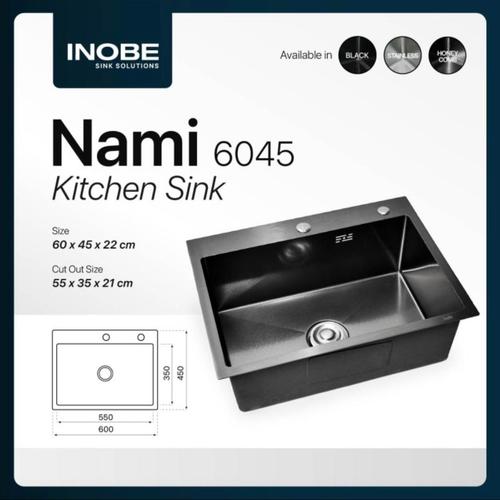 Jual kitchen sink 6045 STAINLESS INOBE paket komplit kran fleksibel/bak ...
