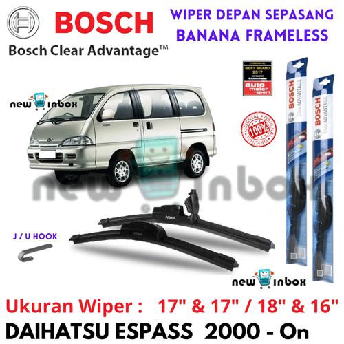 Jual Wiper Depan Mobil DAIHATSU ESPASS 2000-On Sepasang Frameless BOSCH Clear ADVANTAGE 17" & 17 ...