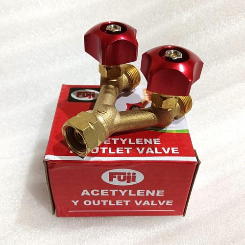 Jual Y Outlet Cabang Regulator 3/8" Valve Acetylene LPG Y Joint Twin ...