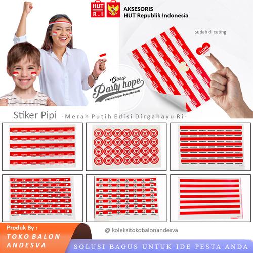 Promo [perlembar] Stiker pipi merah putih / sticker pipi bendera ...