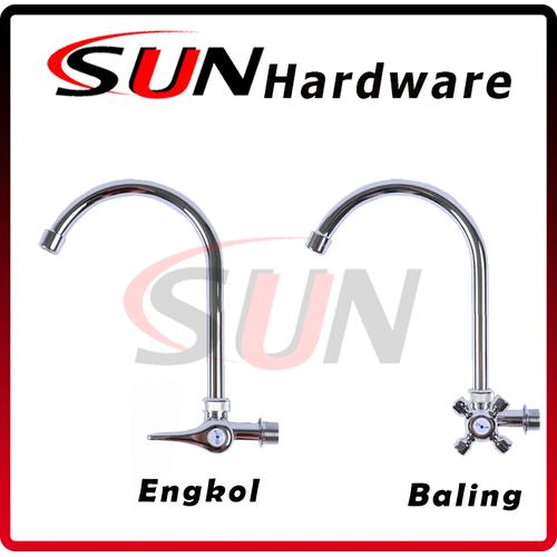 Jual Kran Air Cuci Piring Baling Putar Krom Stainless Tembok Dapur ...