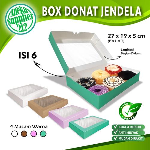 Jual Cake Box- Box Donat isi 6 - JENDELA - 27x19x5 cm - COKLAT ...