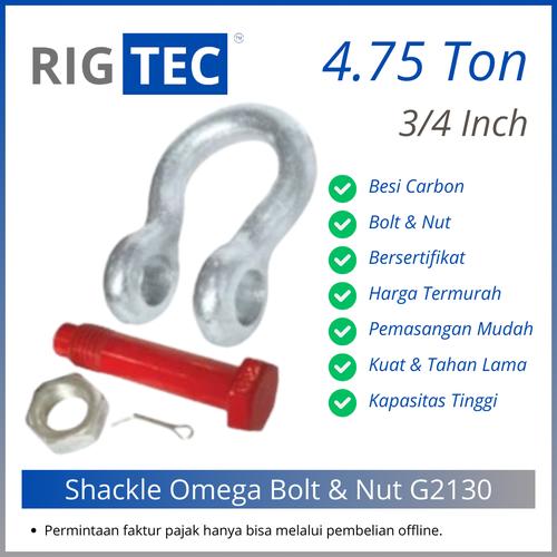 Jual Bow Shackle / Segel Omega 3/4 Inch 4.75 Ton Bolt & Nut G2130 ...