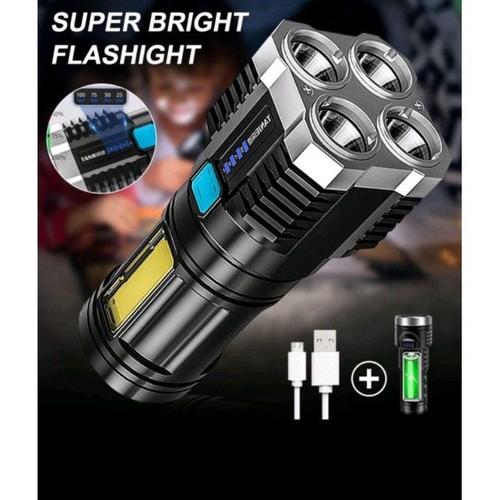 Jual Senter Lampu Emergency Senter LED 4 Mata COB Mini Rechargeable ...