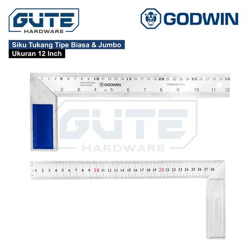 Jual GUTE Penggaris Siku Tukang 30 cm 12 Inch GODWIN Stainless Steel ...