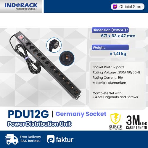 Promo Indorack PDU 12 Outlet Germany Colokan 12 Slot PDU12G Cicil 0% 3x ...