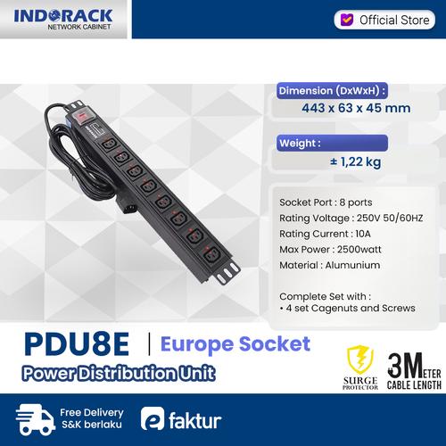 Promo Indorack PDU 8 Outlet Europe Colokan 8 Slot PDU8E Cicil 0% 3x ...