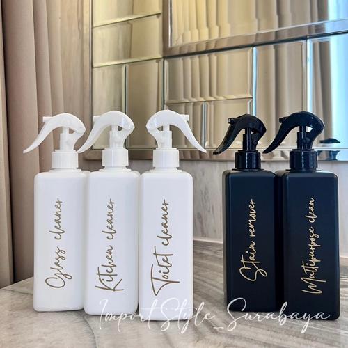 Jual botol PUTIH KOTAK / HITAM SPRAY 500ml GOLD NEW . aesthetic bottle ...