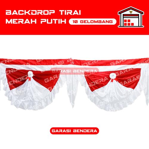 Promo Bendera backdrop panjang 10 gelombang murah model tirai merah ...