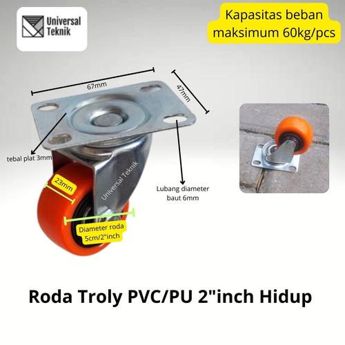 Promo Roda PVC PU Troli Troly Hidup 2 inch roda caster kastor - Kab ...