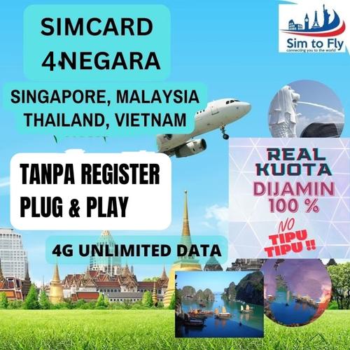 Jual SimCard Singapore Malaysia Thailand Vietnam Kamboja 5 Negara - Kab ...
