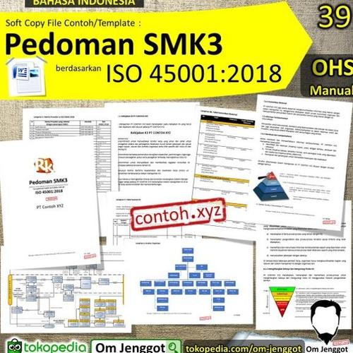 Jual Terbaru Contoh/Template: Pedoman SMK3 (OHS Manual), ISO 45001:2018 ...