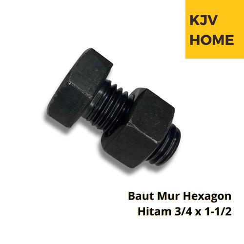 Jual Baut Mur Hitam 3/4” x 1 1/2” / Baut Kunci 30 Panjang 4 cm 38 mm ...