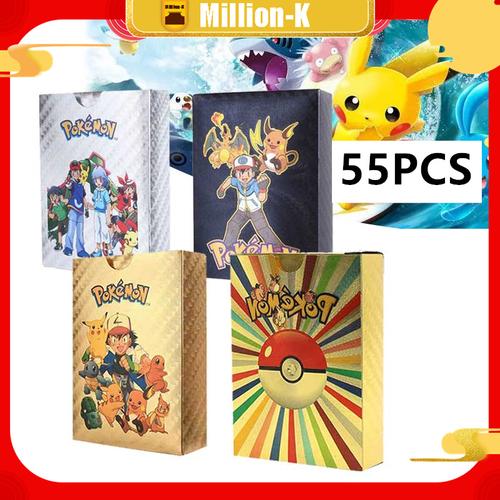 Jual 55pcs 1 Box Langka Kartu Pokemon / Pokemon Cards Emas Hitam Silver ...