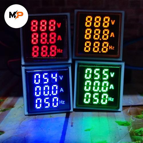 Jual Pilot lamp lampu indikator panel voltmeter amperemeter volt ampere hz meter V+A+HZ - Biru ...