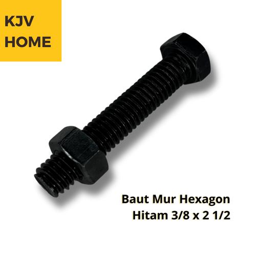 Jual Baut Mur Hexagon 3/8 x 2 1/2 UNC Baja Hitam 8.8 Kunci 14 / Full Set Baut Hex Besi Hitam ...