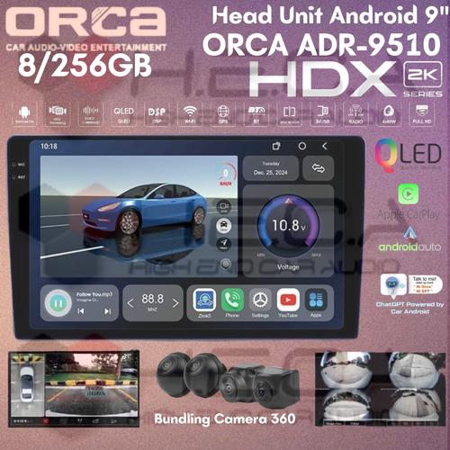 Jual ORCA ADR-9510 HDX 2K QLED 8/256 GB 9" inch Head Unit Mobil Android + Camera 360 - Kota ...