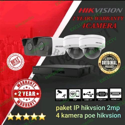 Jual PAKET CCTV IP CAMERAHIKVISION 2MP 4 KAMERA 4 CHANNEL IP CAM POE - +hardisk 1TB - Jakarta ...