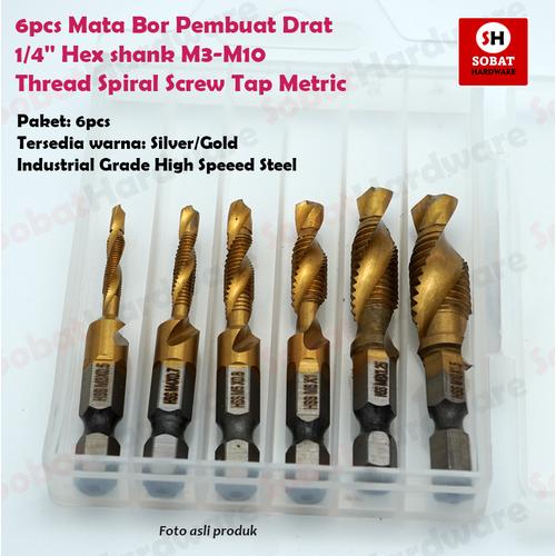 Jual Mata Bor Pembuat Drat Tap Die 1/4'' Hex shank M3-M10 Thread Spiral ...