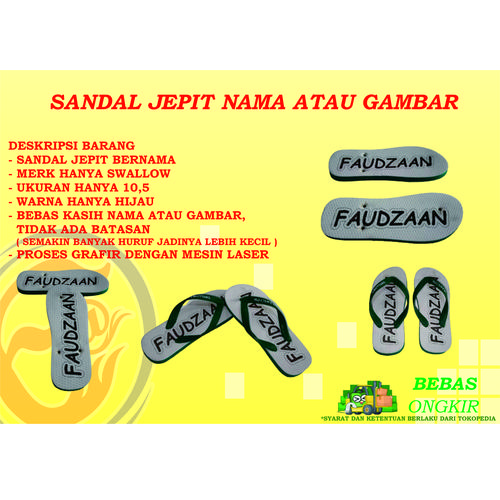 Jual SENDAL JEPIT SWALLOW SANDAL CUSTOM UKIR GAMBAR NAMA - KUNING 9,5 ...