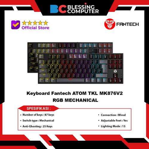 Jual Keyboard Fantech ATOM TKL MK876V2 RGB MECHANICAL - Grey, Blue ...