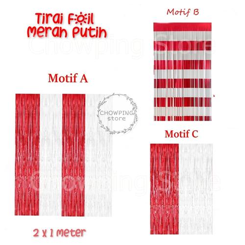 Jual Tirai Rumbai Foil Curtain Backdrop Merah Putih HUT RI - Motif B ...