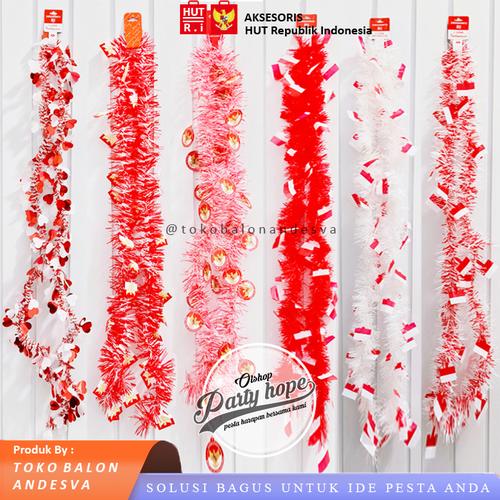 Jual Slinger merah putih ornament dirgahayu ri / slinger tinsel hiasan ...