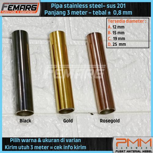 Jual pipa stainless steel FEMARG | bulat ss sus 201 mirror gold ...