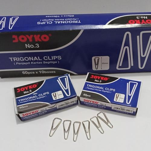Jual Trigonal clips paper klip penjepit kertas kcl segitiga Joyko no.3 ...