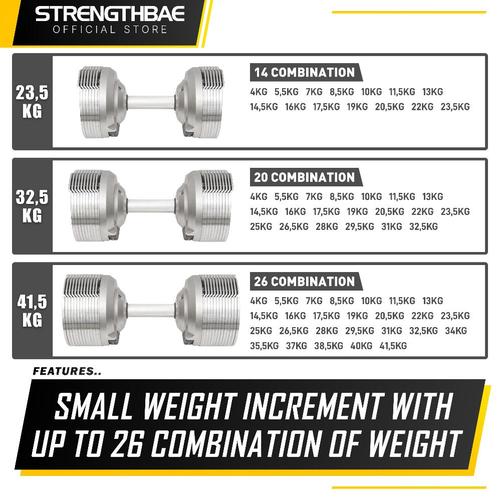Jual Adjustable Dumbbell 40 Kg Pair Strengthbae Metal Dumbell Best ...