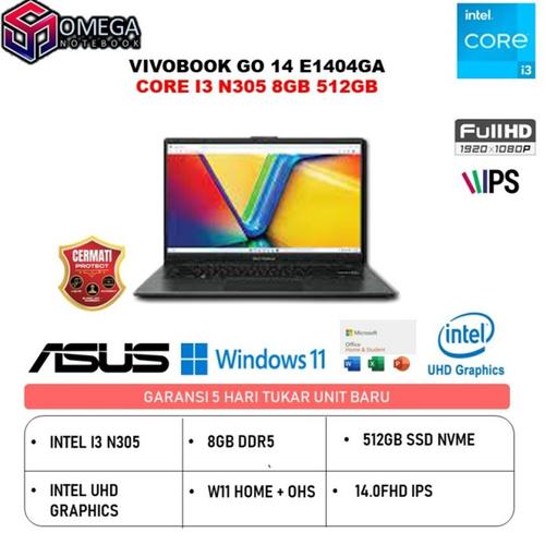 Promo Asus Vivobook GO 14 e1404ga i3 n305 8core 8gb 512gb w11+ohs 14.0fhd - WINDOWS 11 PRO ...