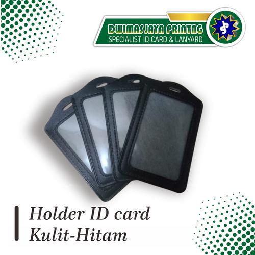 Jual Holder ID card kulit Sintetis-Hitam 1 Sisi Tempat ID Card ...
