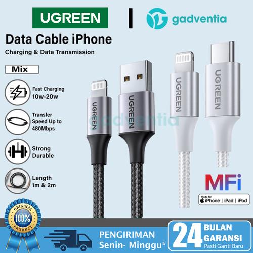 Jual UGREEN Kabel Data Charger iPhone iPad MFi USB Lightning Dan Type C To Lightning FAST ...