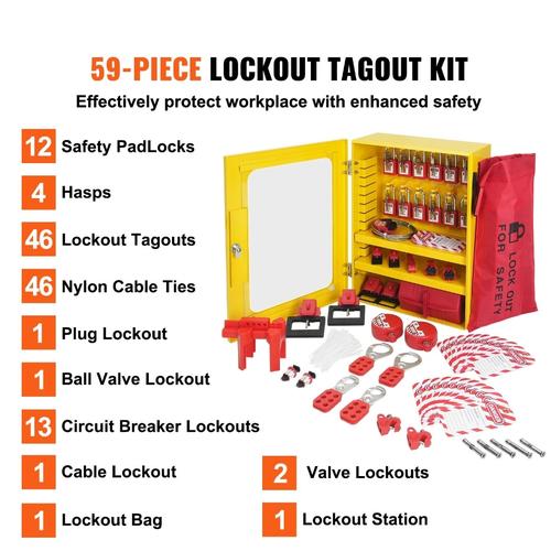 Jual 59 Pack Lockout Tagout Kit Electric Safety Padlock Hasp Tag With ...